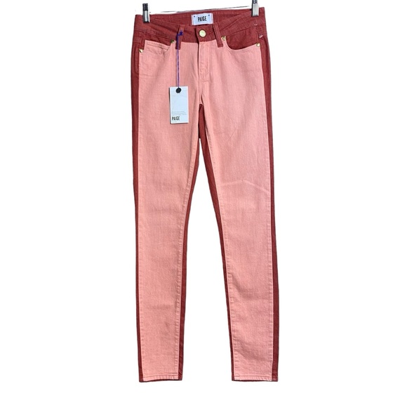 PAIGE | Jeans | Paige Red Pink Color Block Skinny Jeans | Poshmark